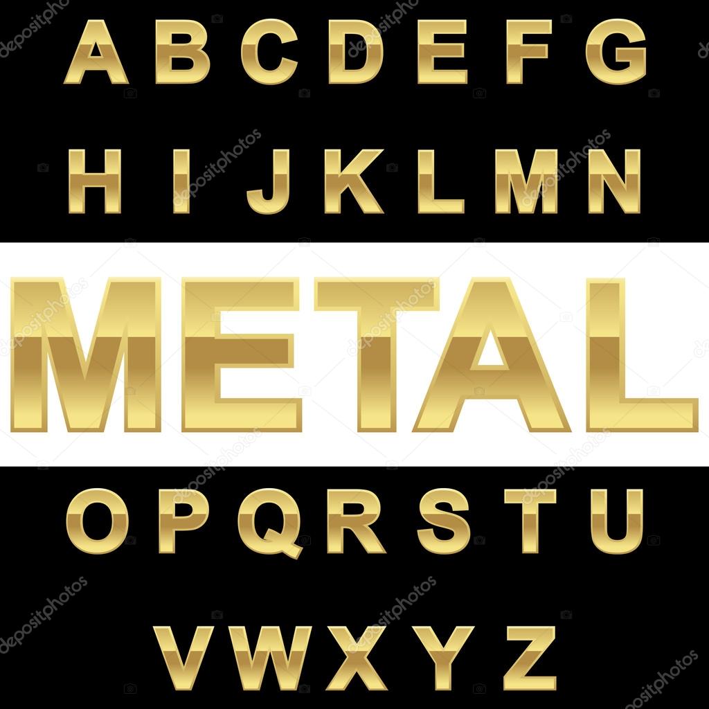 Golden alphabet and word "METAL" Stock Vector by ©1001_holiday 43307923