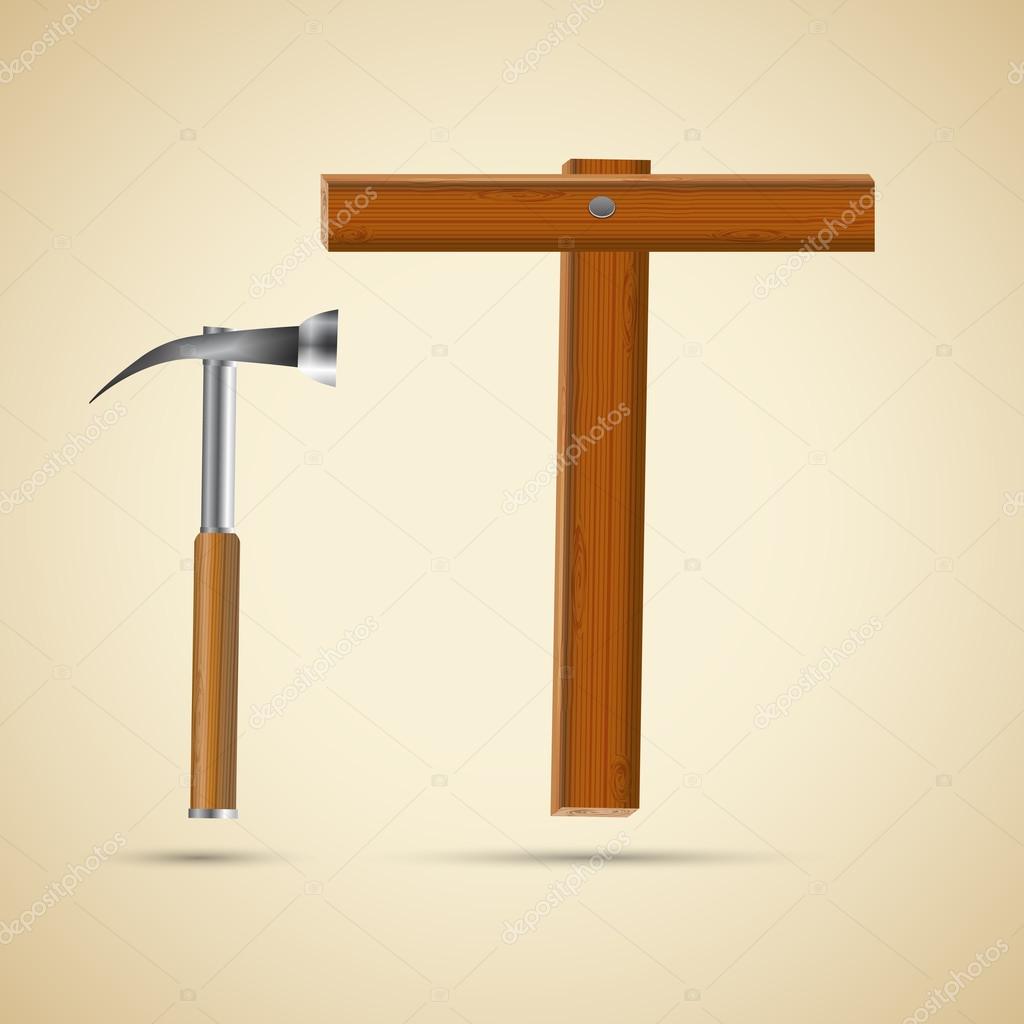 Alfabeto de madera, letra T y martillo Vector de stock #43359909 de ...