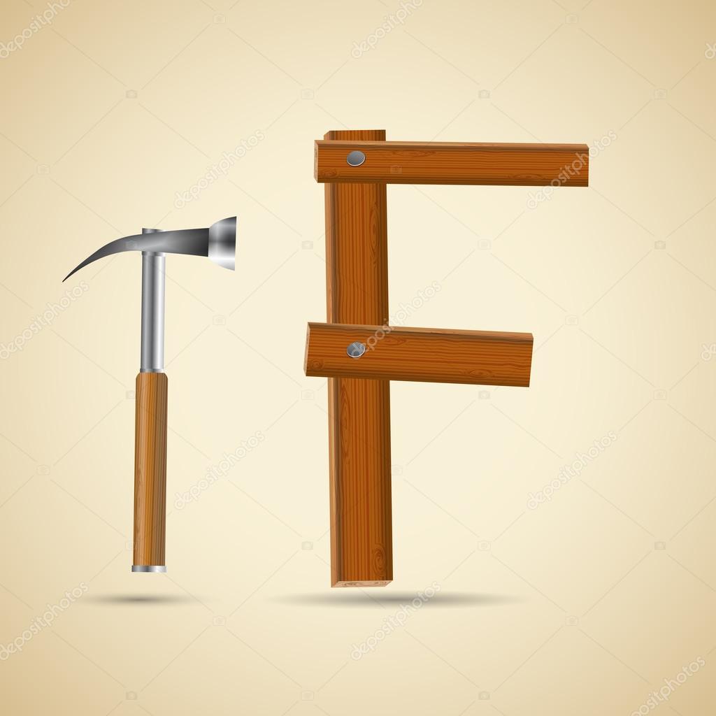 Alfabeto de madera, letra F y martillo Vector de stock #43360077 de ...