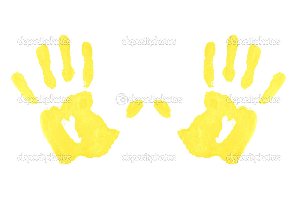 Two yellow symmetric handprints Stock Photo by ©Wavebreakmedia 14083400