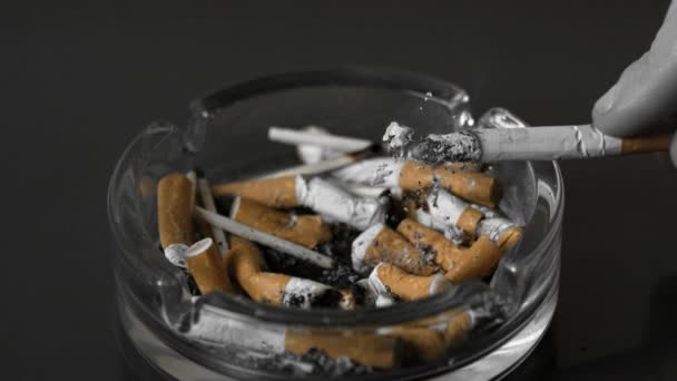 Hand tipping ash from cigarette into ashtray — Stock Video ...