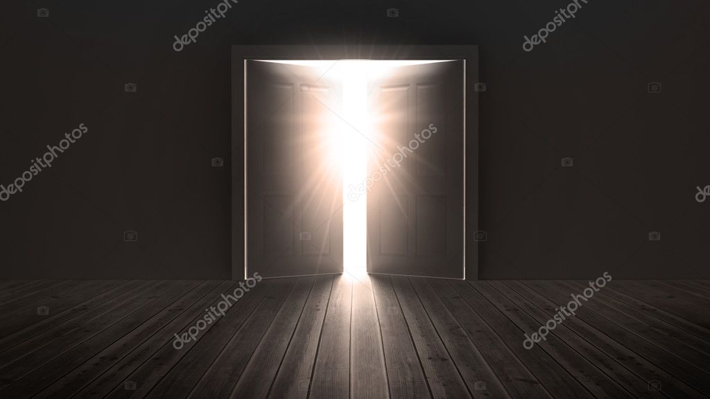 Doors opening to show a bright light — Stock Photo © Wavebreakmedia ...