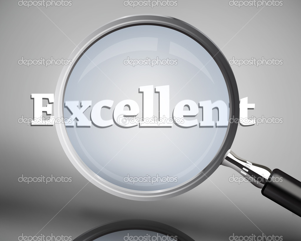 Magnifying glass showing excellent word in white Stock Photo by ...