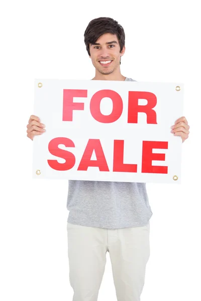 Man holding for sale sign Stock Photos, Royalty Free Man holding for ...