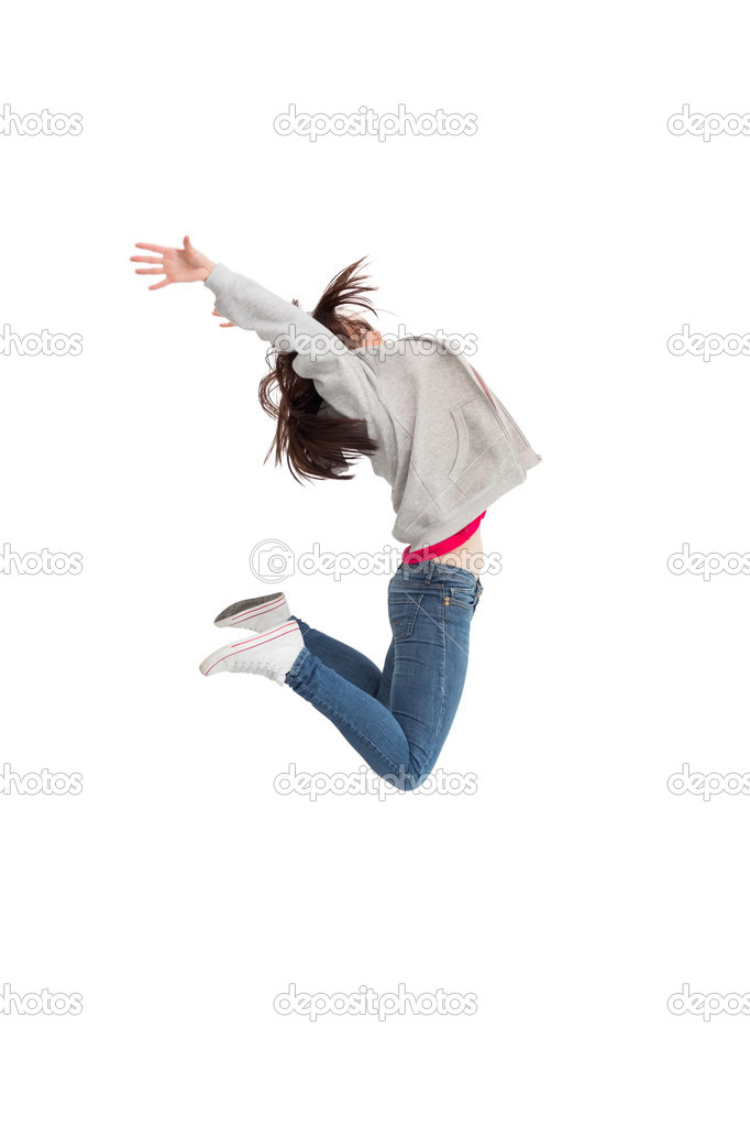Cheerful young woman jumping — Stock Photo © Wavebreakmedia #31461101 Cheerful young woman jumping — Stock Photo © Wavebreakmedia #31461101