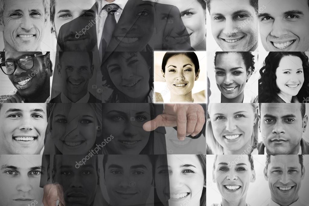 Stylish businessman choosing profile picture — Stock Photo ...