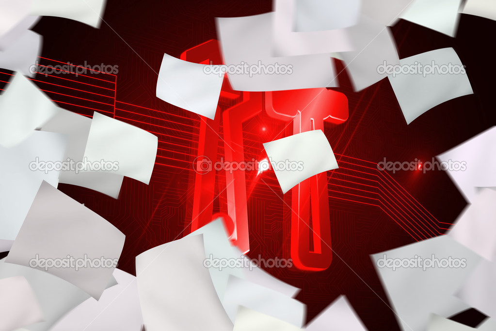 White paper in front of background with red tools — Stock Photo ...