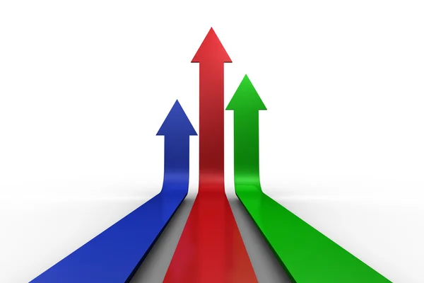 Three red arrows going up - success concept illustration — Stock Photo ...