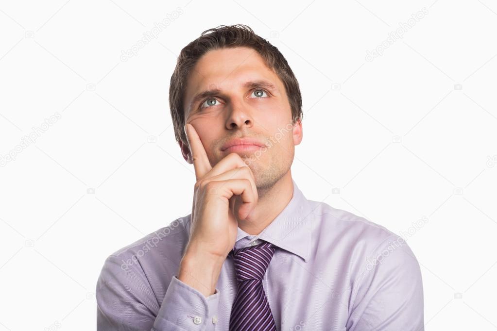 Close-up of a thoughtful businessman looking up — Stock Photo ...