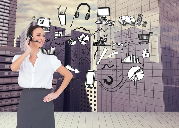 Cheerful smart call center agent working - Stock Image - Everypixel