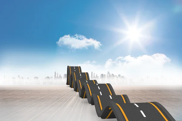 Bumpy road leading to city - Stock Image - Everypixel