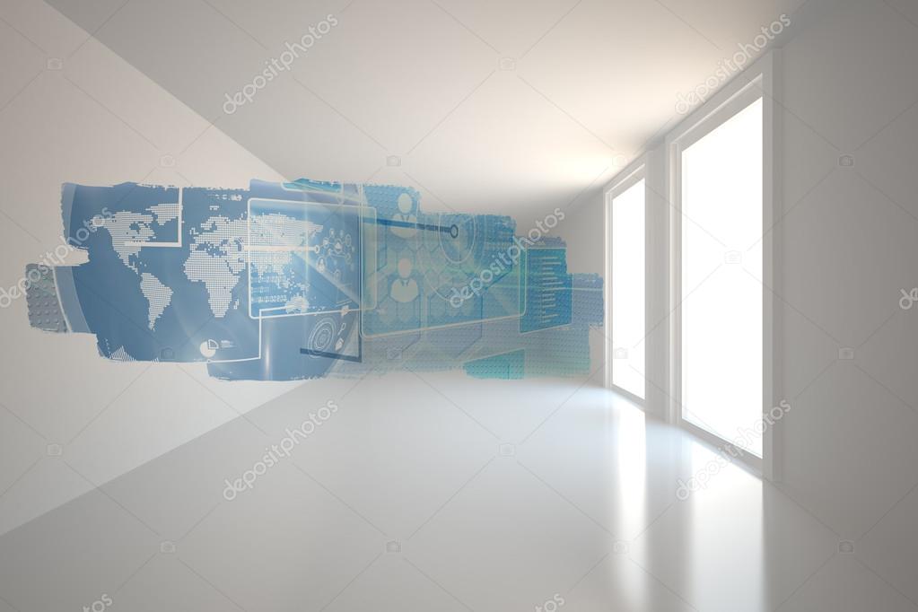 Abstract screen in room showing technology interface Stock Photo by ...