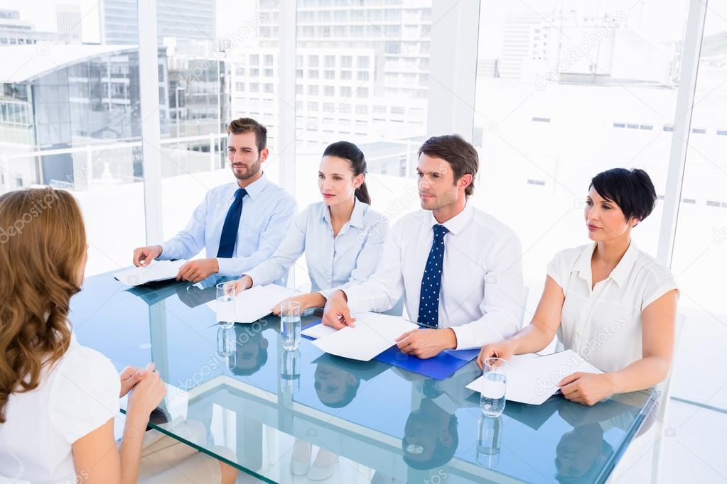 Recruiters checking the candidate during job interview — Stock Photo ...