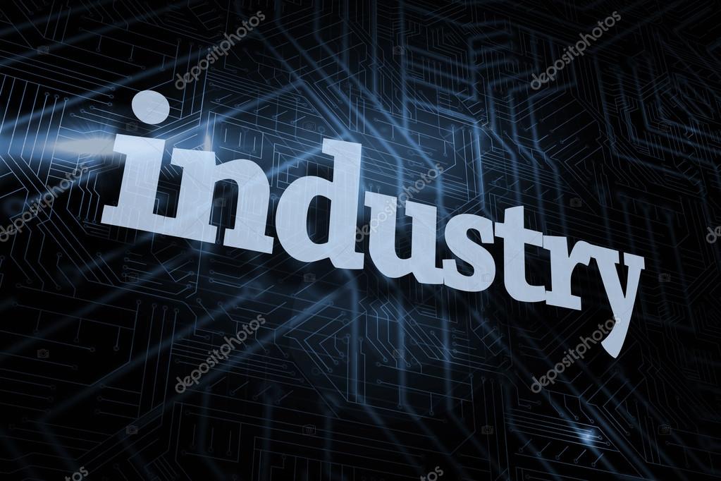 Industry against futuristic black and blue background — Stock Photo ...