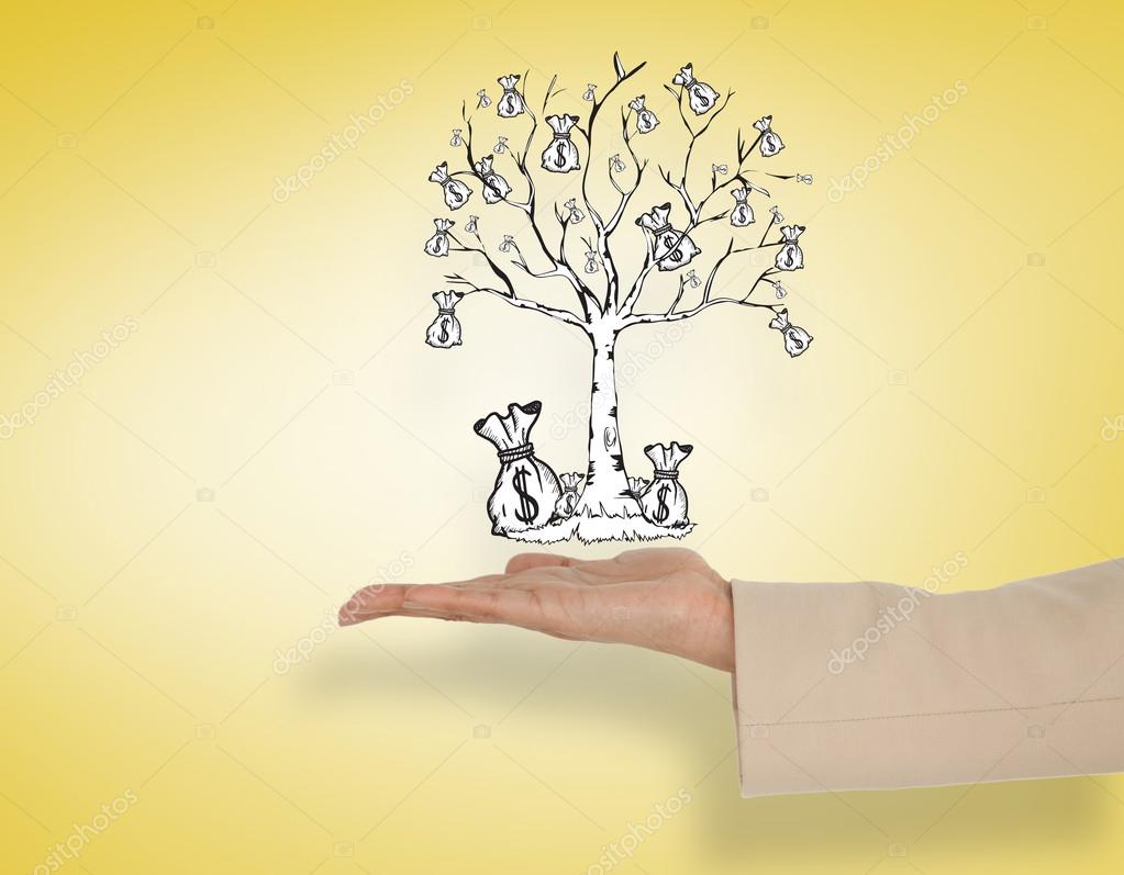 Female hand presenting money tree — Stock Photo © Wavebreakmedia #44901749
