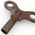 Old clock key winder isolated on white background, texture Stock Photo ...