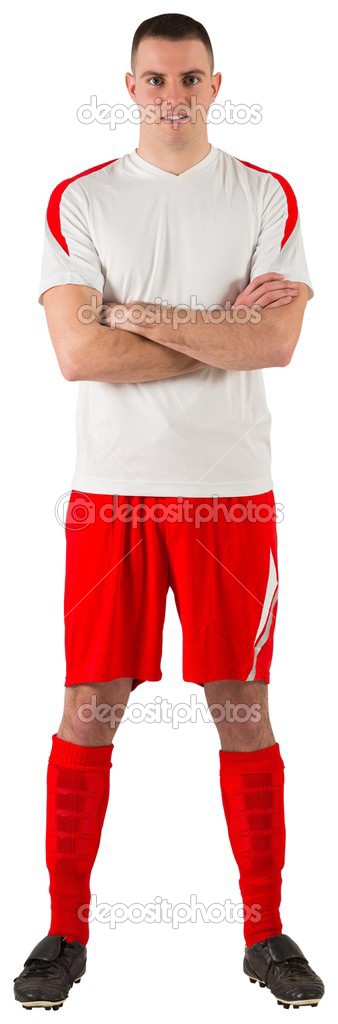 Handsome football player looking at camera — Stock Photo ...