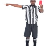 Serious referee showing yellow and red card Stock Photo by ...