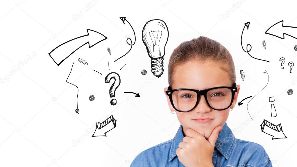 Composite image of cute pupil thinking — Stock Photo © Wavebreakmedia ...