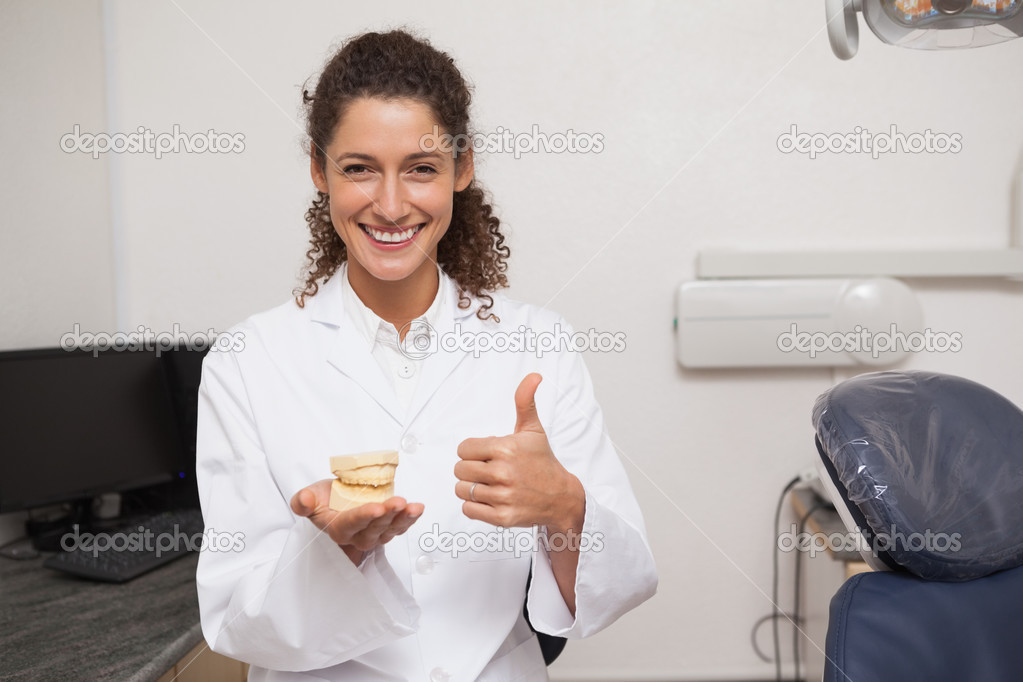Dentist holding mouth model — Stock Photo © Wavebreakmedia #51594211