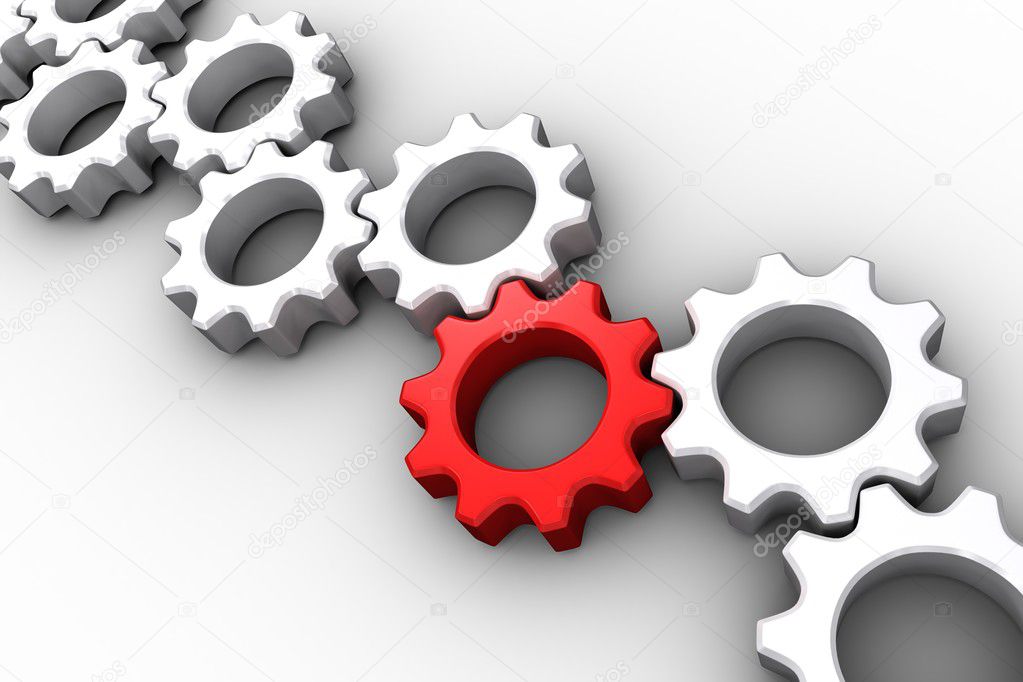 Red and white cogs and wheels — Stock Photo © Wavebreakmedia #51600731