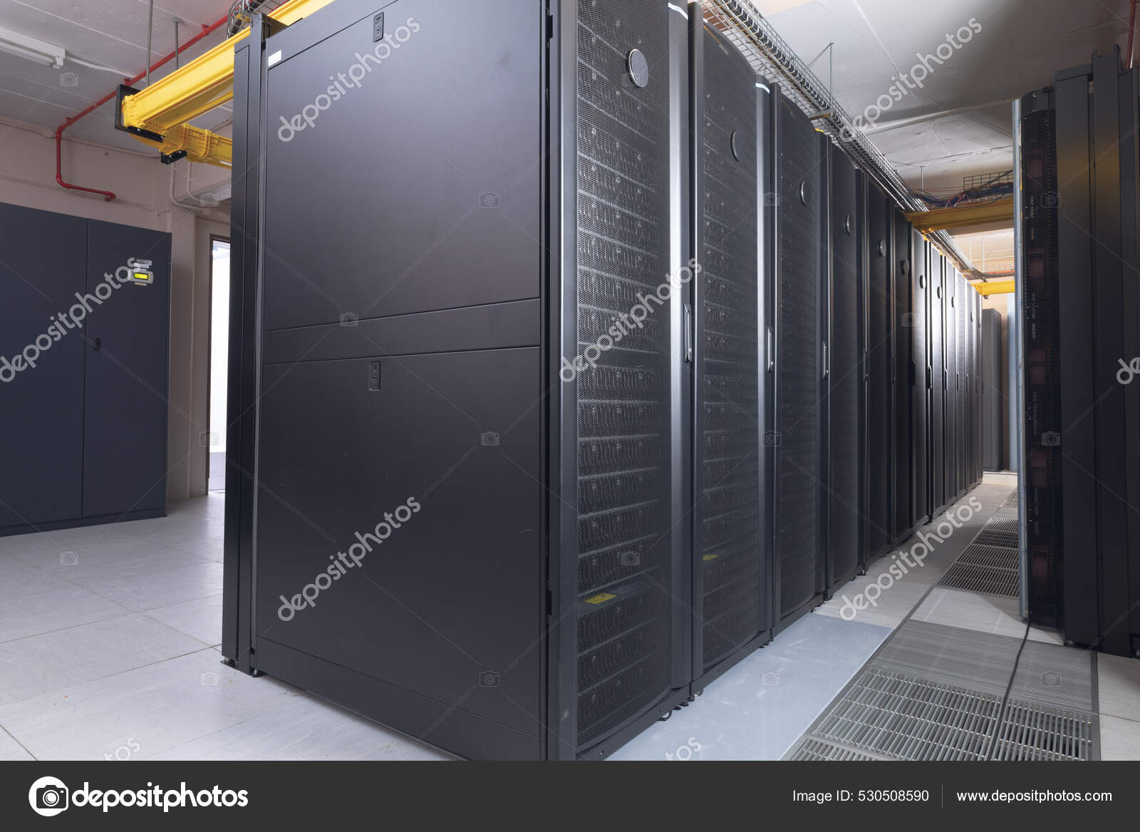 Data Center Multiple Rows Fully Operational Server Racks Modern Cloud ...