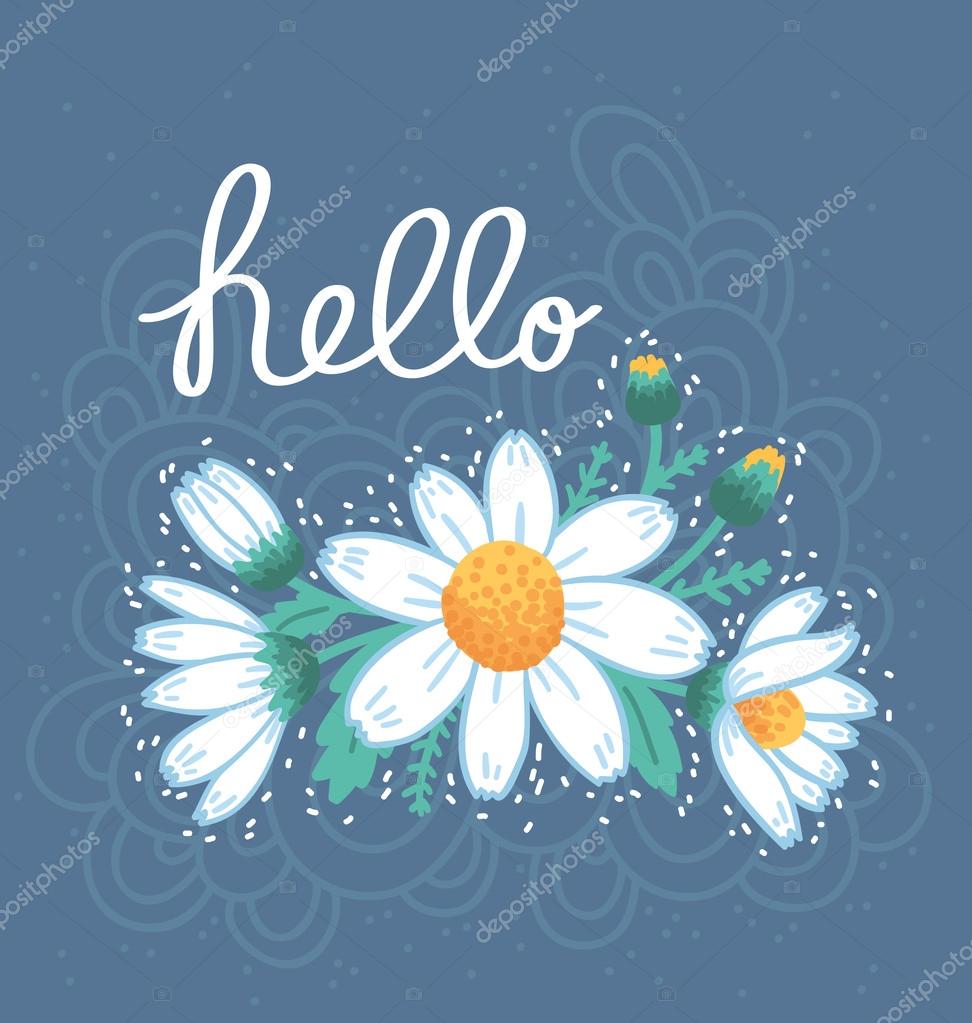 Hello daisies card ⬇ Vector Image by © stolenpencil | Vector Stock 37566619