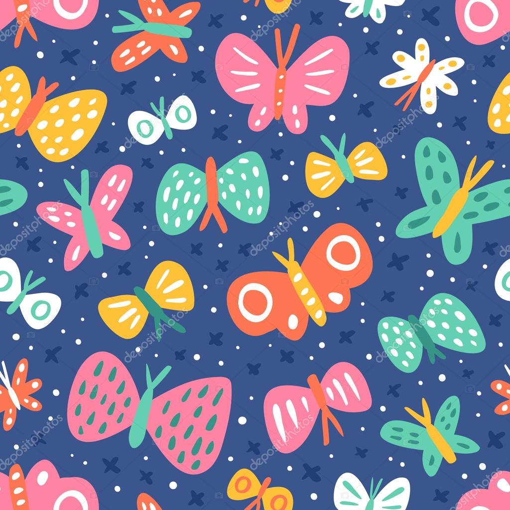 Cartoon butterflies pattern Stock Vector Image by ©stolenpencil #38449353