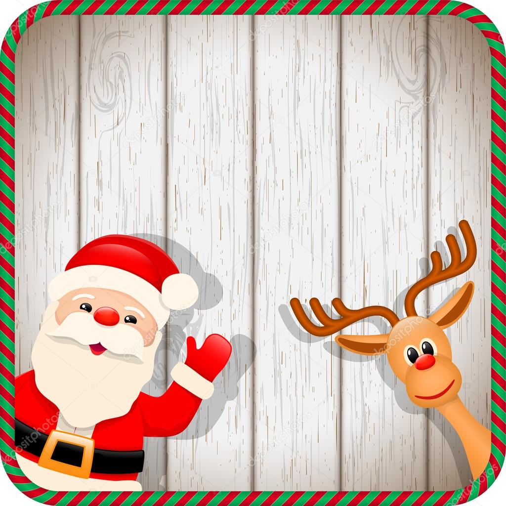 Santa and reindeer in christmas frame Stock Vector by ©anikakodydkova ...