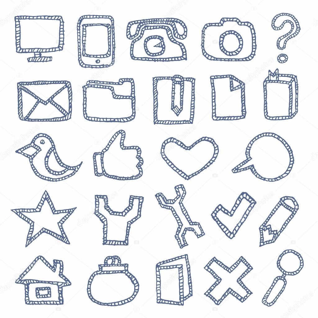 Hand Drawn Icons Set Stock Vector by ©OliyckaO 13404391