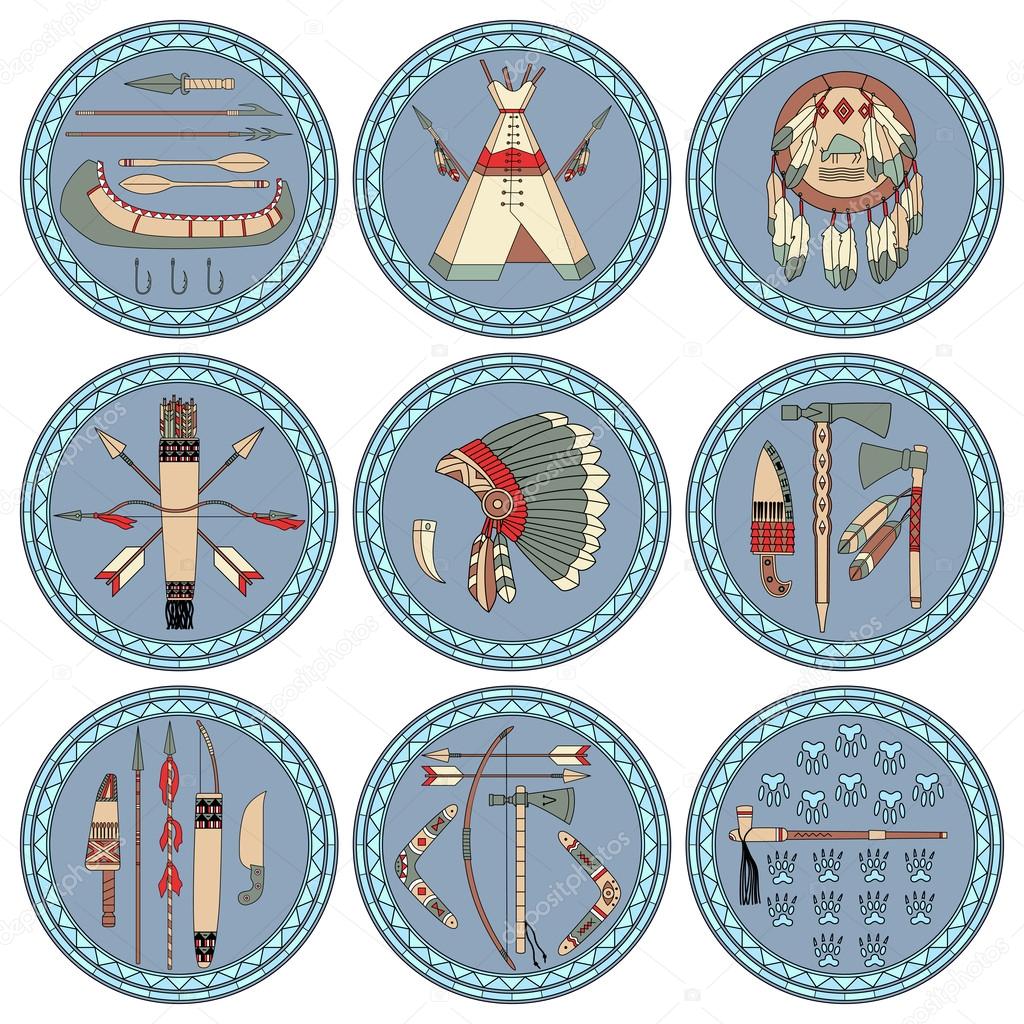 Nine Native American labels Stock Vector Image by ©pion #28144891