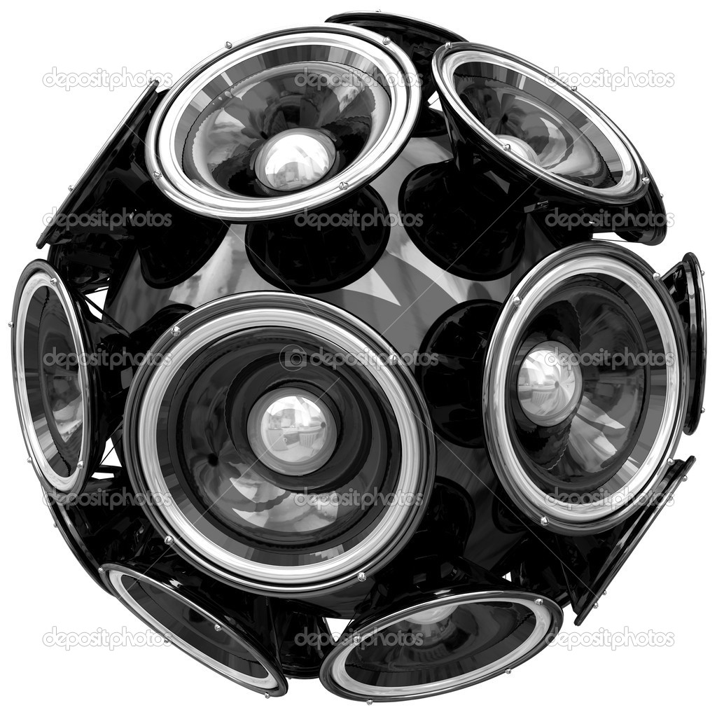 Audio speakers sphere isolated on white — Stock Photo © megastorm #45231957