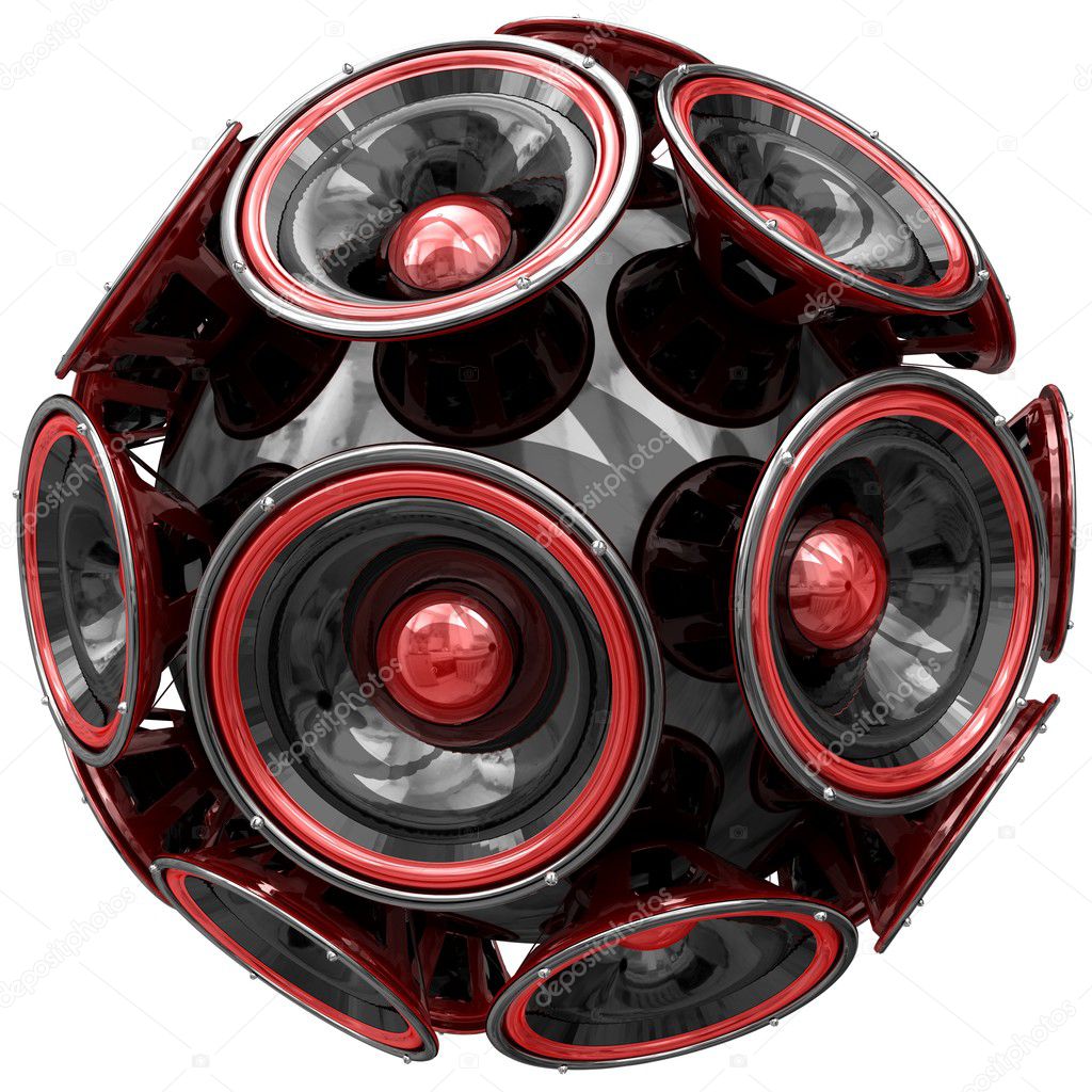 Audio speakers sphere isolated on white Stock Photo by ©megastorm 45232045