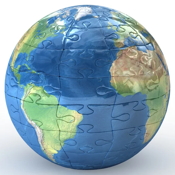 Earth puzzle on white background. Stock Photo by ©megastorm 45255015