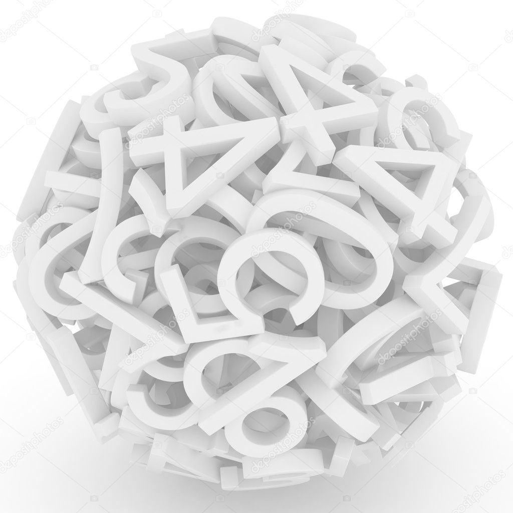 Numbers forming a sphere isolated Stock Photo by ©megastorm 45270399