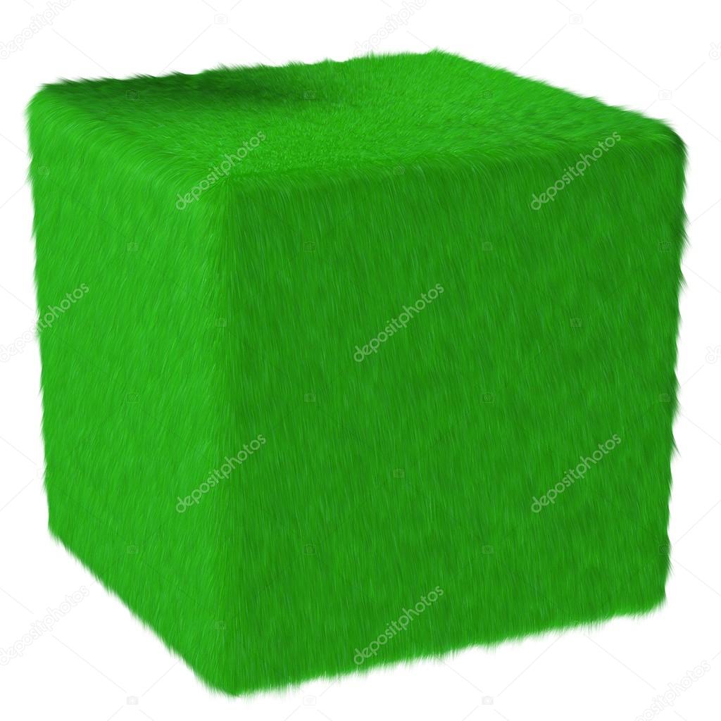 Green grass/fur cube isolated — Stock Photo © megastorm #45349047