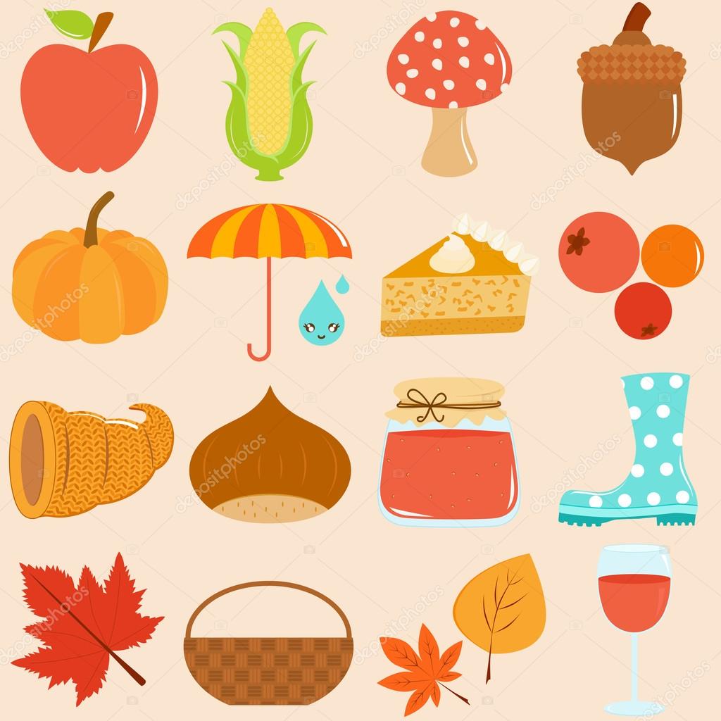 Icons : Autumn, Fall Theme — Stock Vector © sasimoto #28968511