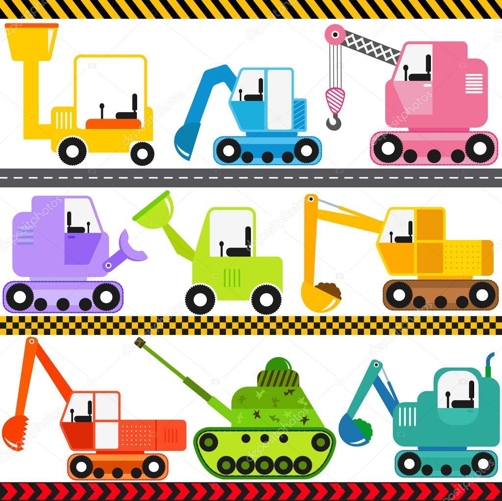 Icons : Tractor, Engineering Vehicles, Transportation Stock Vector by ...