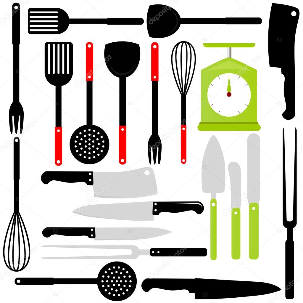 Vector Of Cooking Utensils Knives Baking Equipments Stock