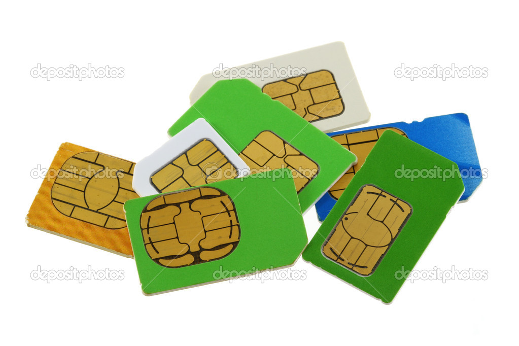 Old and used Subscriber Identity Module (SIM) cards Stock Photo by ...