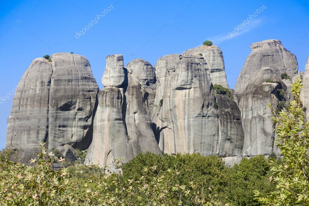 Huge Rock Pillars Formation Meteora Weathering Water Wind Extremes ...