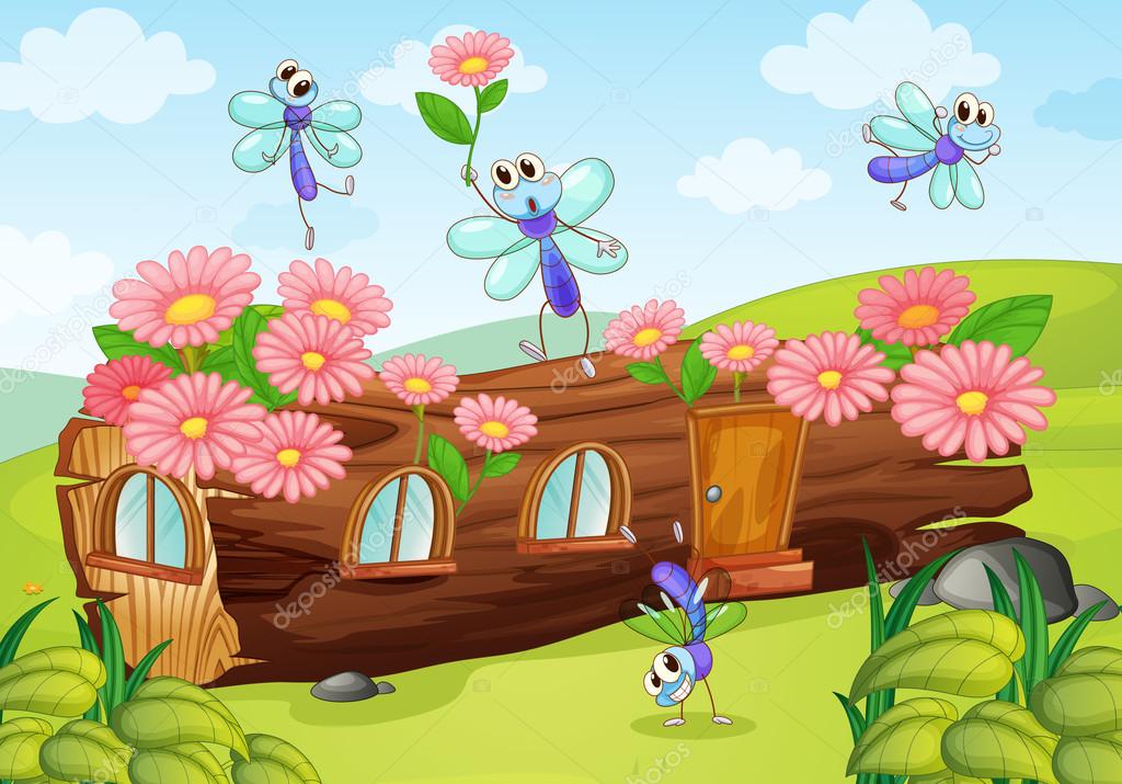 Wood house and flies Stock Vector Image by ©interactimages #12601745