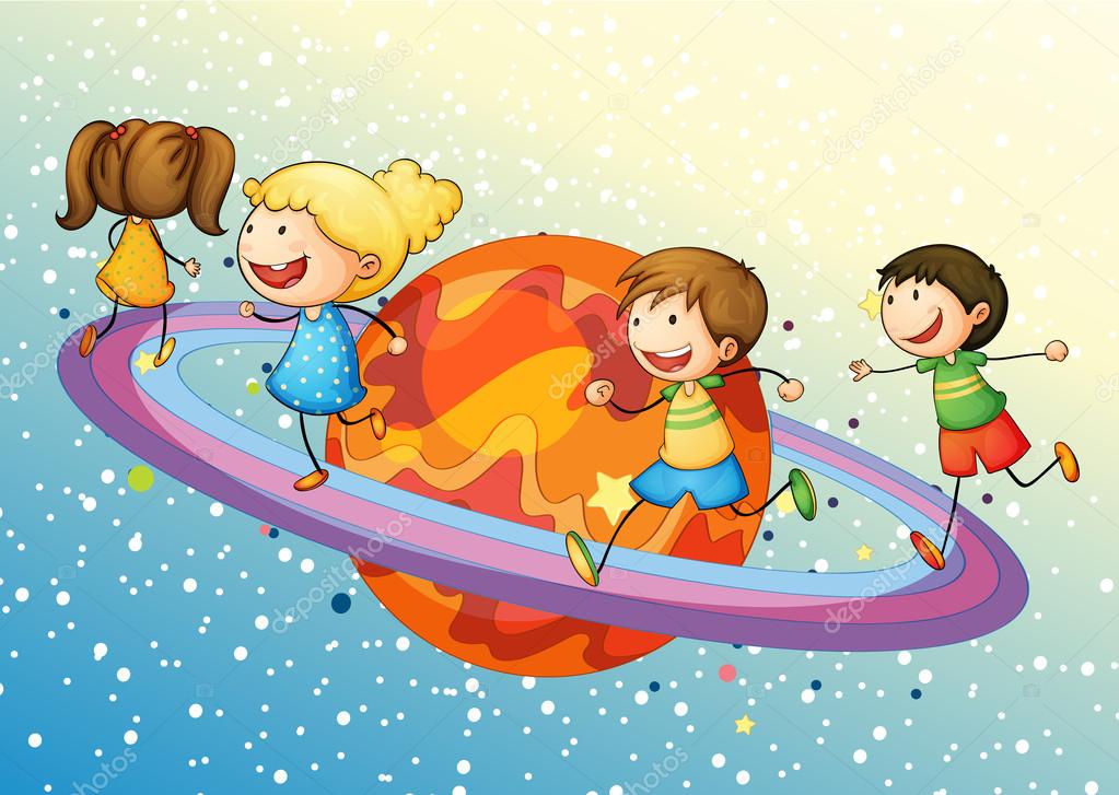 Kids on planet Stock Vector Image by ©interactimages #12601815