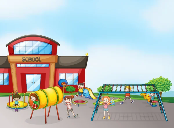 Kids Playing At School Animated