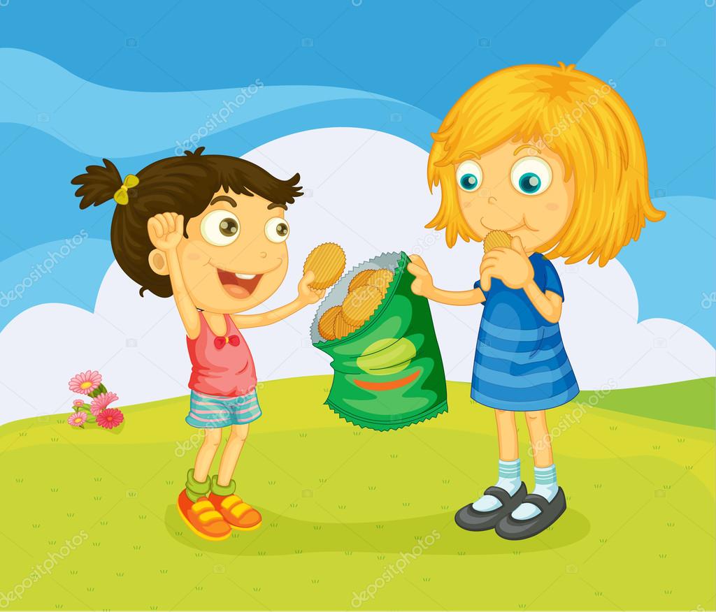 Girls eating biscuits Stock Vector Image by ©interactimages #17673781