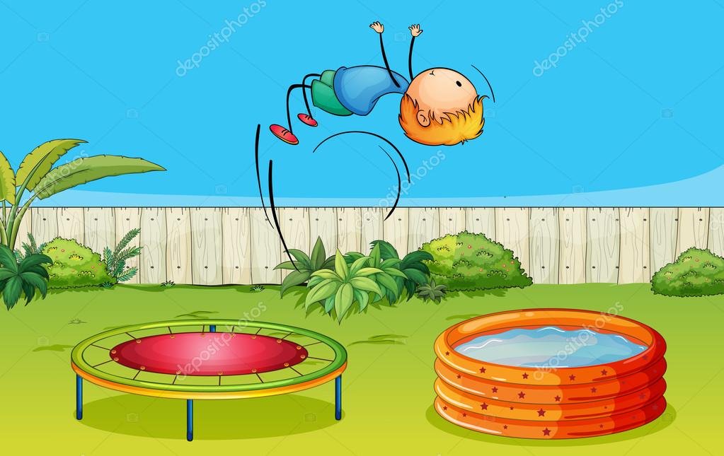 A boy playing trampoline — Stock Vector © interactimages #18247357 A boy playing trampoline — Stock Vector © interactimages #18247357
