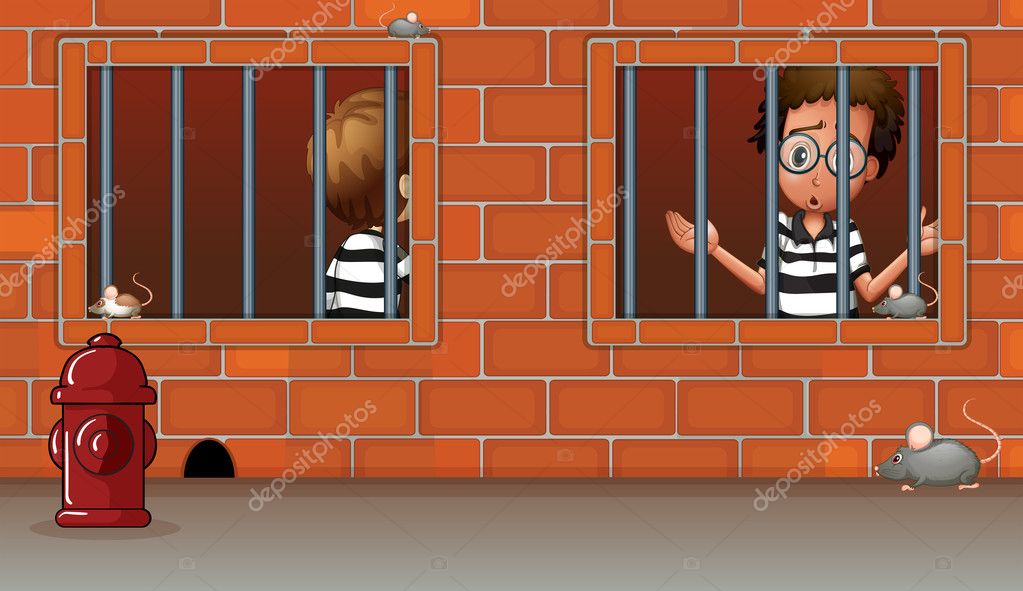Dos chicos dentro de la cárcel Ilustración de stock de ©interactimages ...