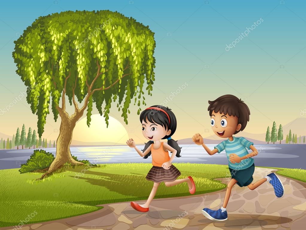 Two Kids Playing Clipart