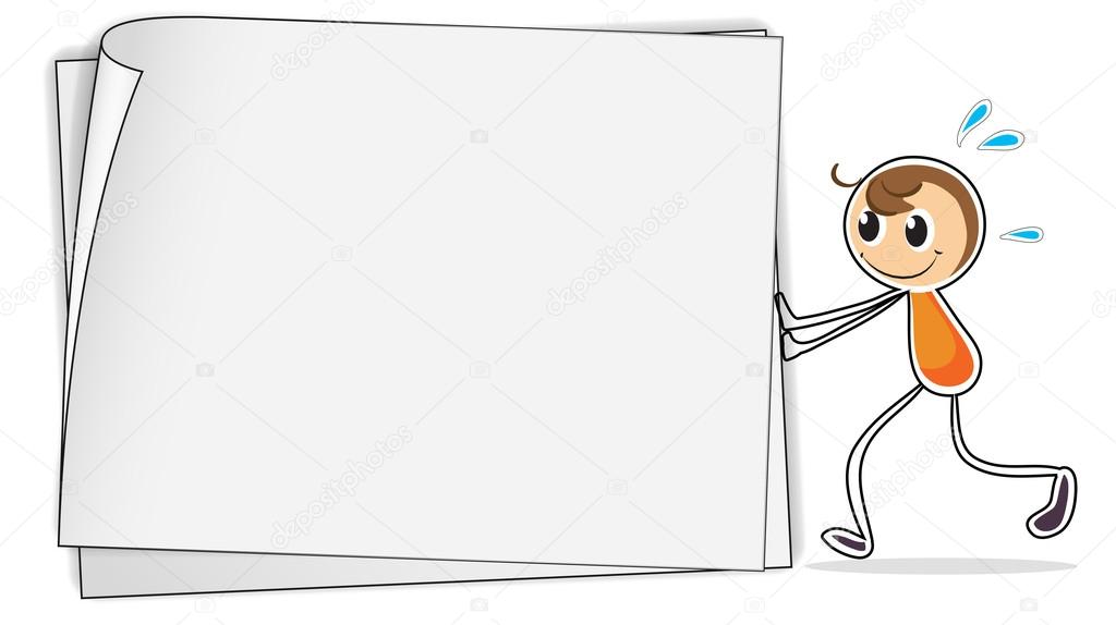A boy pushing a big blank paper Stock Vector Image by ©interactimages ...