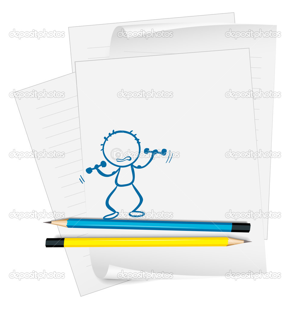 A paper with a sketch of a person exercising Stock Vector Image by ...